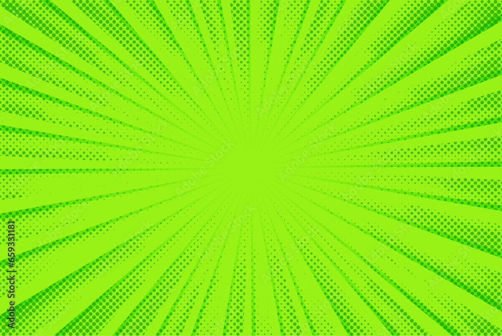 Green comic background. Art pop cartoon light backdrop. Halftone effect ...