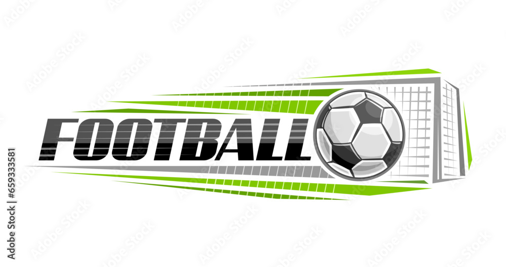 Vector logo for Football, decorative horizontal banner with outline ...