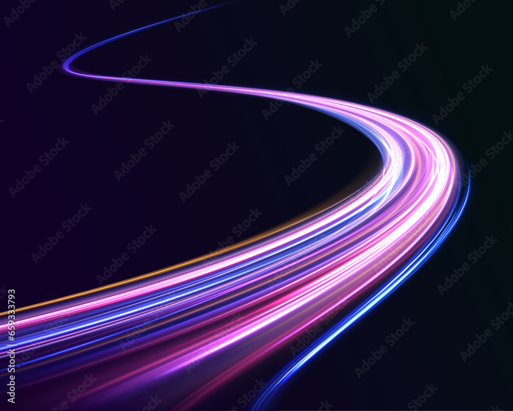 Light trail wave, fire path trace line, car lights, optic fiber and ...