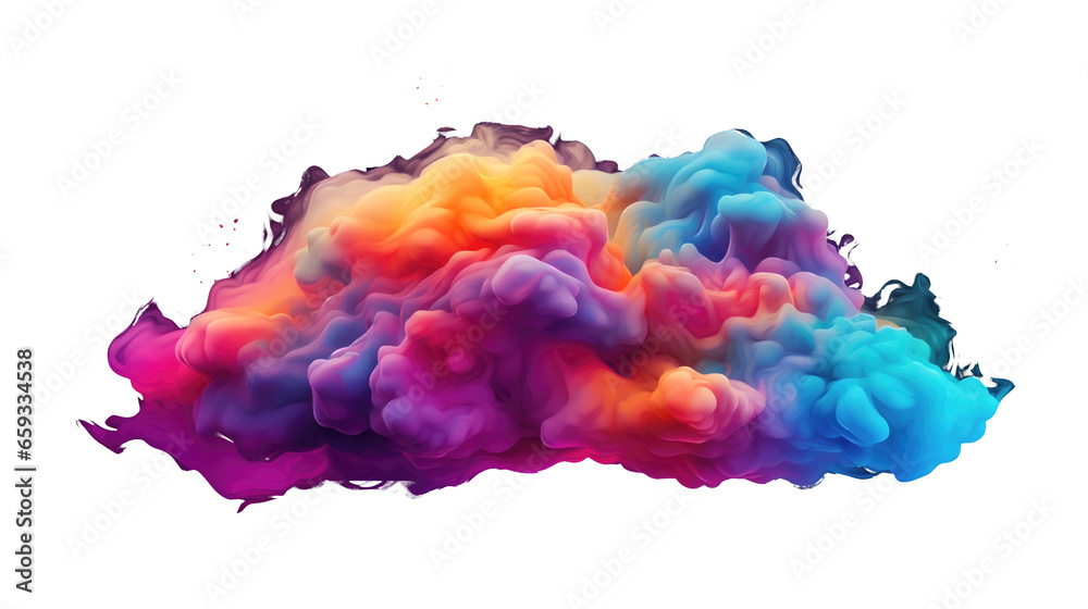 Multi colored smoke bomb explosion emitting clouds on transparent ...