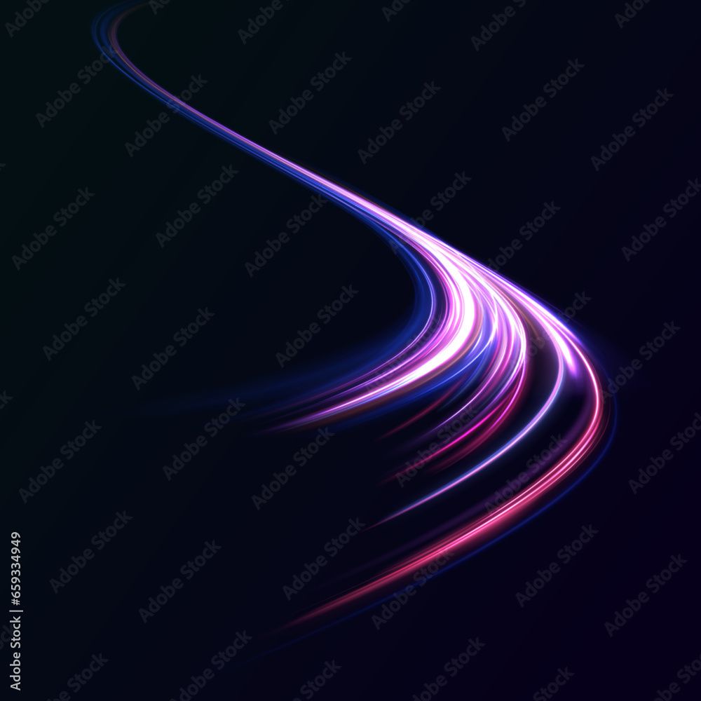 Light trail wave, fire path trace line, car lights, optic fiber and ...