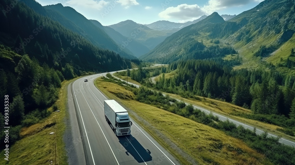 cargo truck on the higthway. cargo delivery driving on asphalt road ...