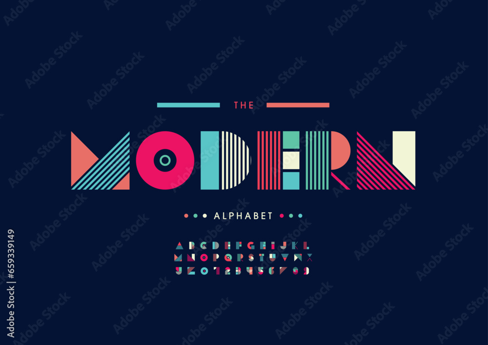 Vector of stylized modern font and alphabet Stock Vector | Adobe Stock