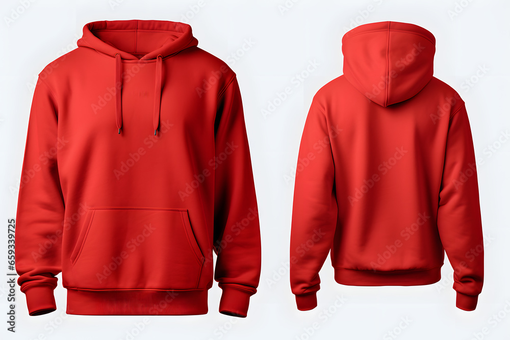 Set of red front and back view tee hoodie Stock Photo | Adobe Stock