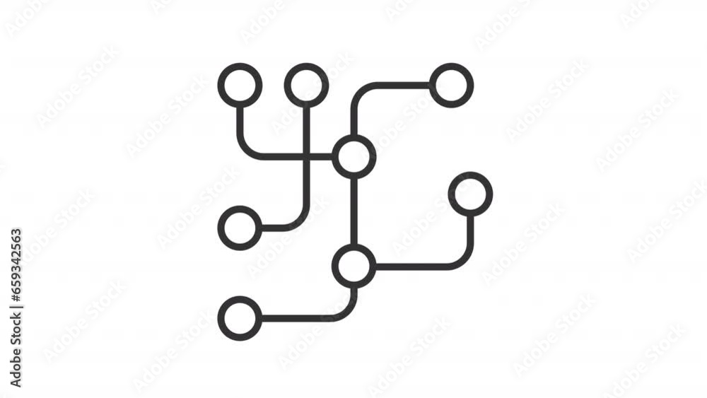 2D black simple thin line animation of railway map, HD video with ...