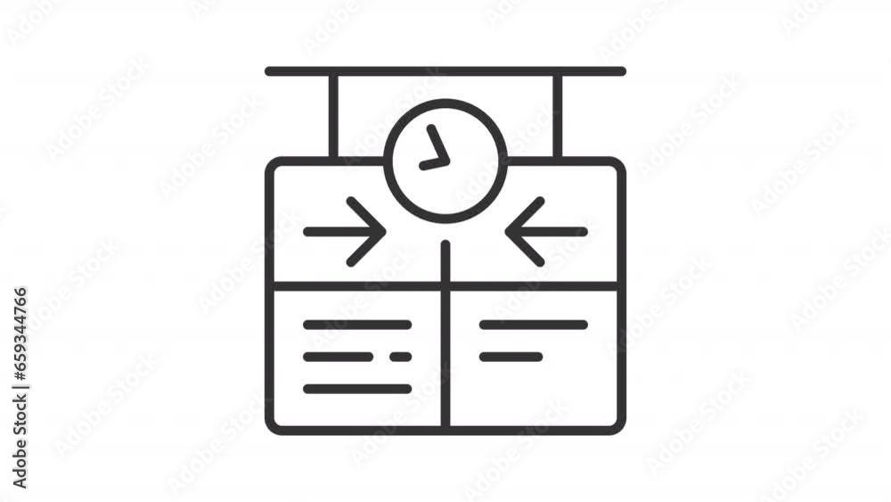 2D black simple thin line animation of train schedule, HD video with ...