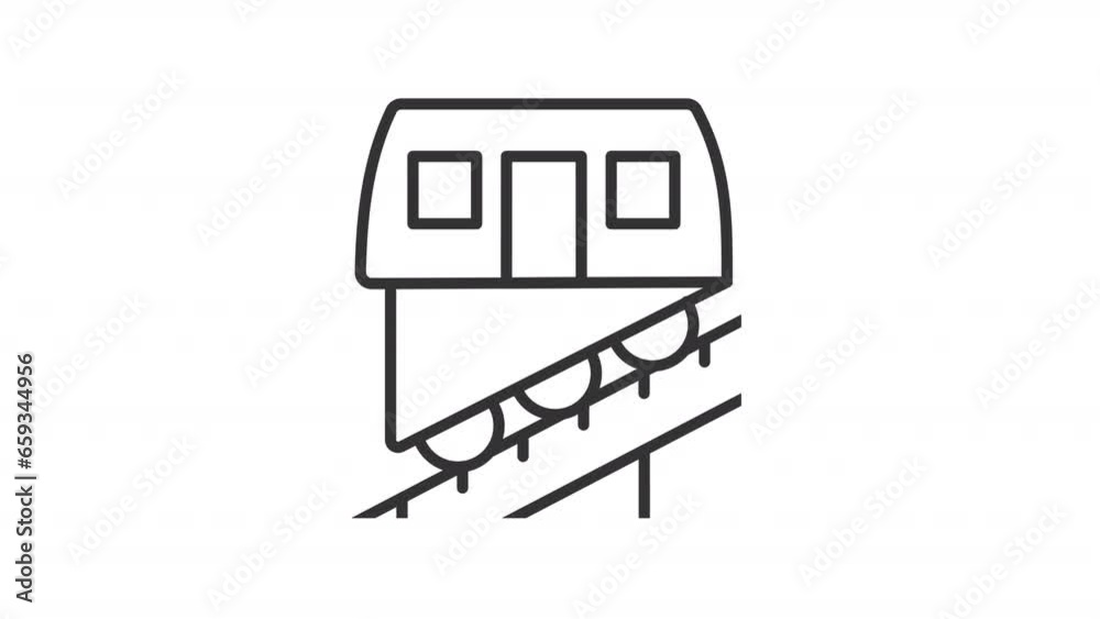 2D black simple thin line animation of funicular, HD video with ...