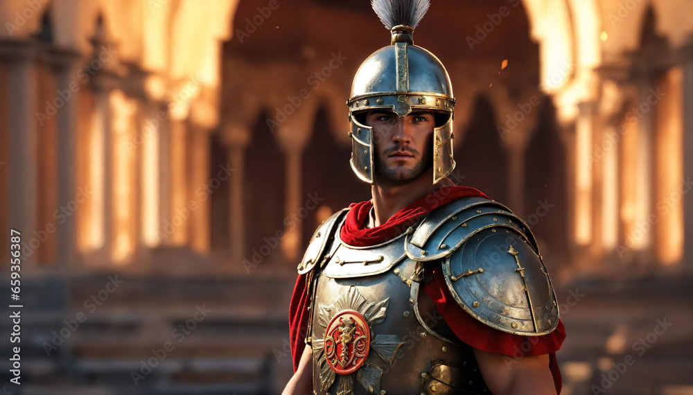 Roman male legionary (legionaries) wear helmet with crest, gladius ...