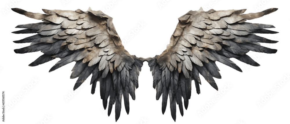 Stone Angel Wings Sculpture Isolated on Transparent or White Background ...