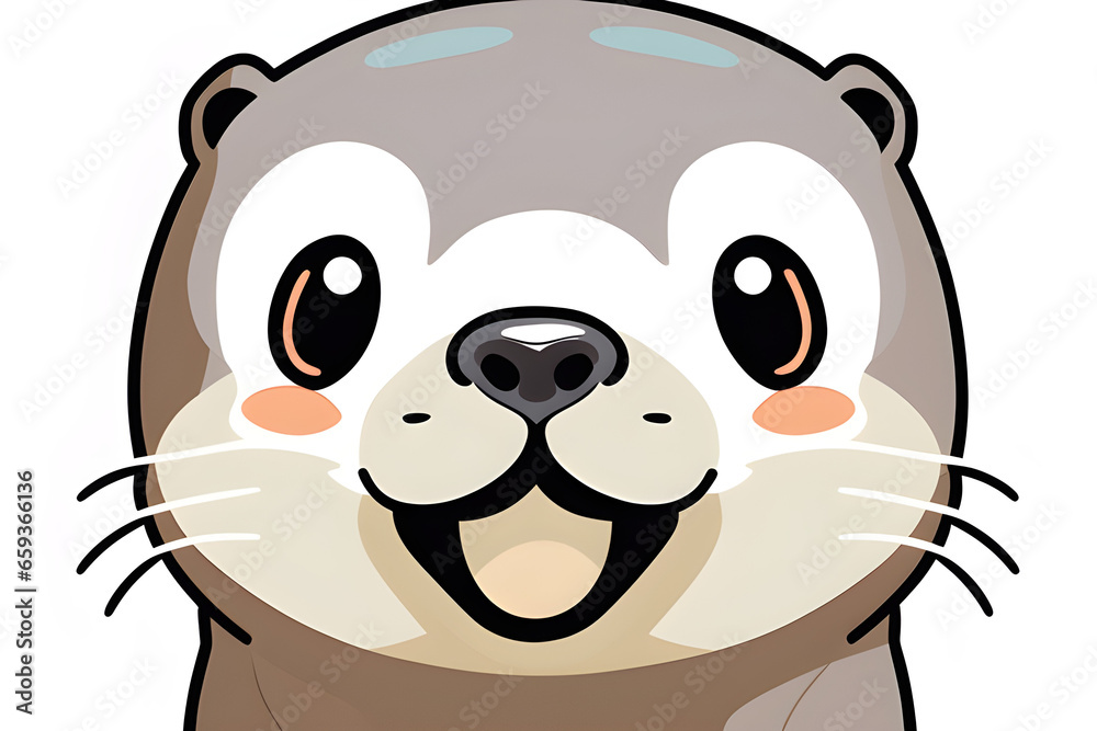 Make a cute otter with a white background into a vector image ...