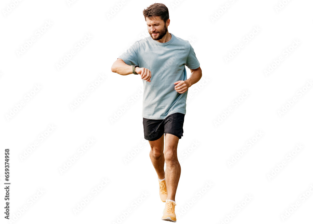 A hardy young man running alone. Routine training development of the ...