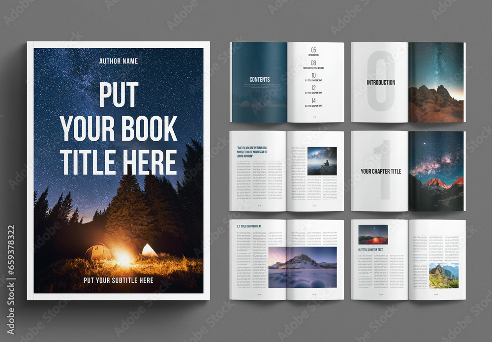 Photo and Reading Book Layout Stock Template | Adobe Stock