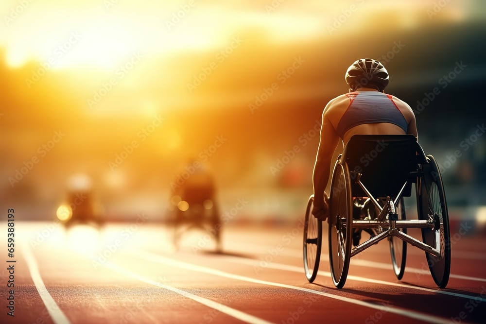 Disabled athlete at a sports competition in a wheelchair Stock Photo ...