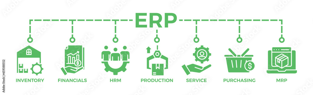 ERP banner web icon vector illustration concept for enterprise resource ...