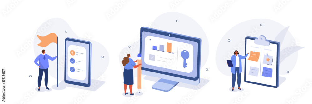 Performance management concept illustration. Collections of characters ... Performance management concept illustration. Collections of characters ...