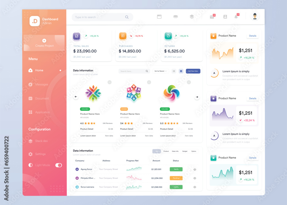 UI UX Infographic dashboard. UI design with graphs, charts and diagrams ...