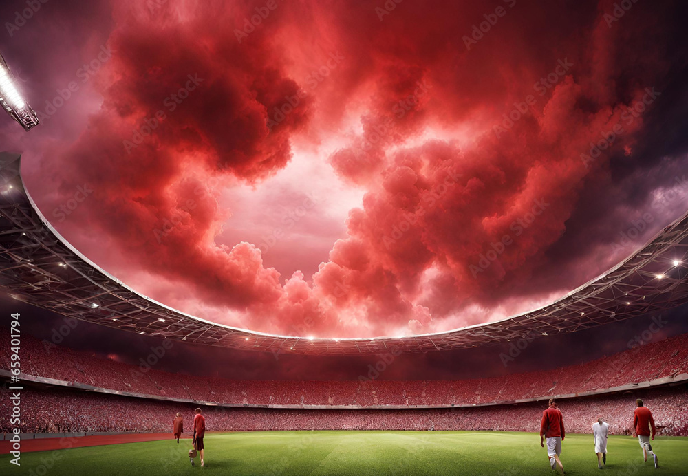 Red Smoke Football Stadium, Dramatic Atmosphere in Sports Venue ...