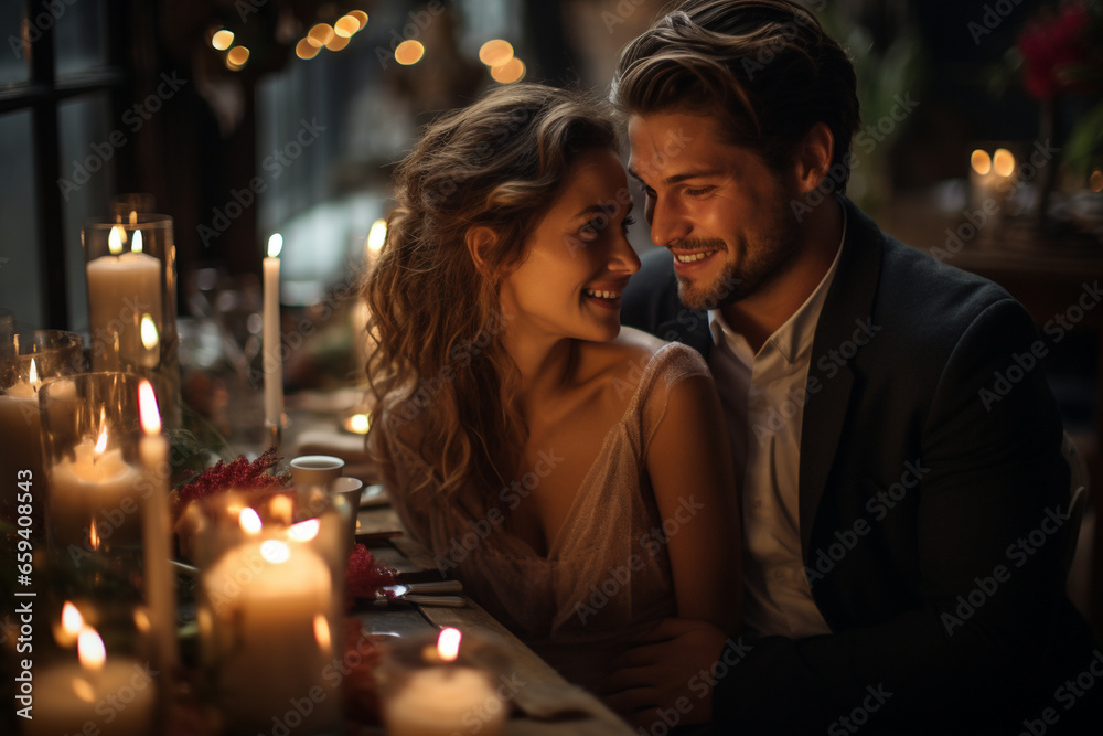intimate photo of the couple at a beautifully set table adorned with ...