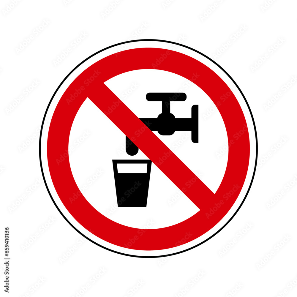 eau non potable Interdit Panneau signalisation rond rouge Stock Vector ...