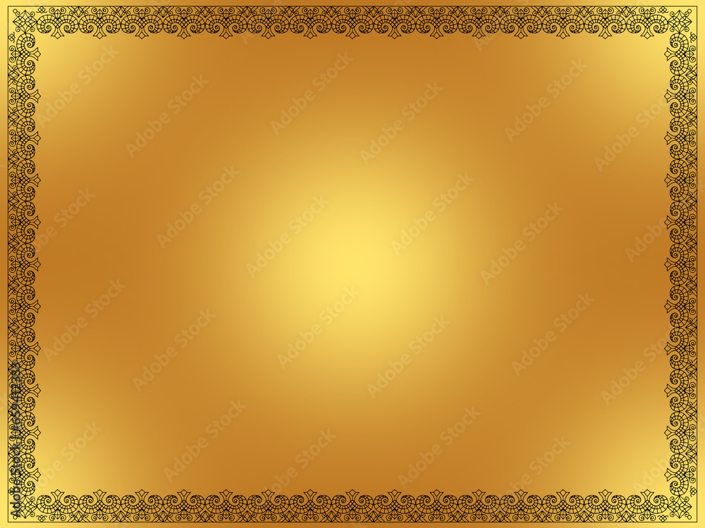 Border graphics on golden background for cover design, certificate ...