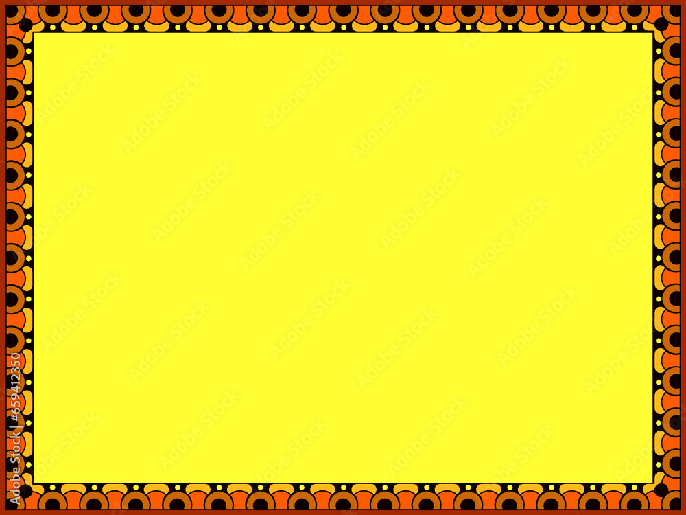 Border graphics on yellow background for cover design, certificate ...