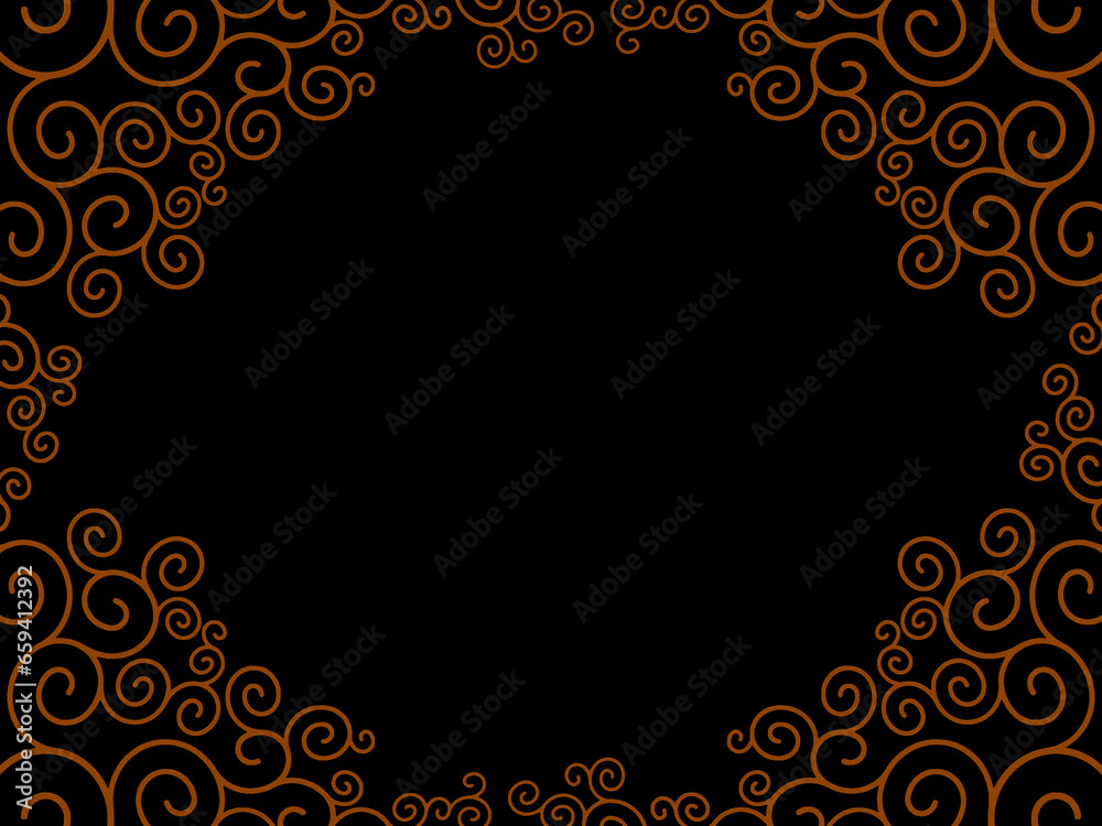 Border graphics on black background for cover design, certificate ...