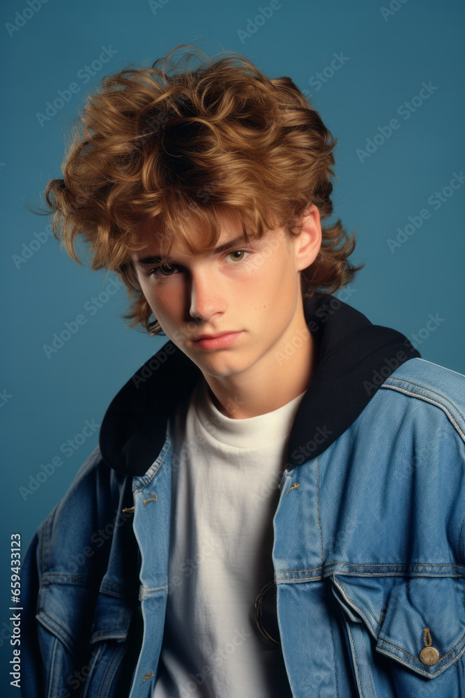 Portrait picture of a young american school boy in a style of a ...
