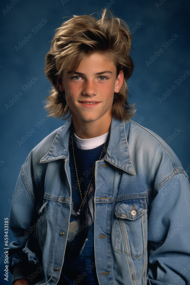 Portrait picture of a young american school boy in a style of a ...