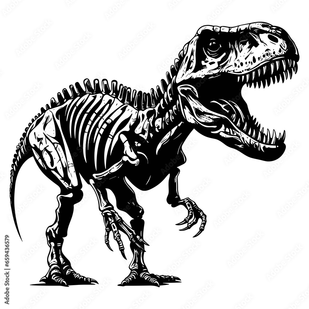 Dinosaur skeleton illustration, isolated on transparent background ...