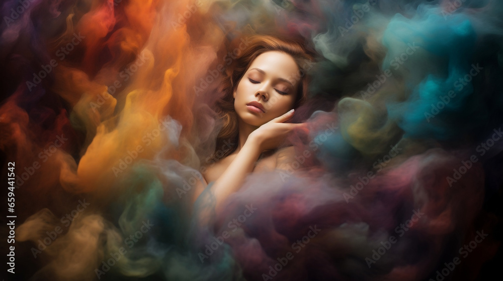 Sleeping in Rainbow Colored Mist Mental Health Wellness Insomnia ...