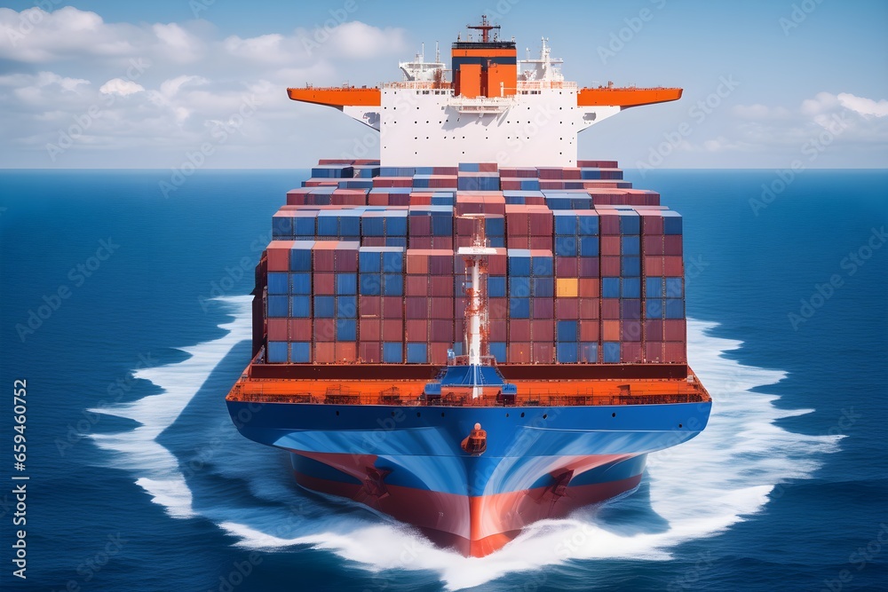 International Container Cargo ship in the ocean. Global business ...
