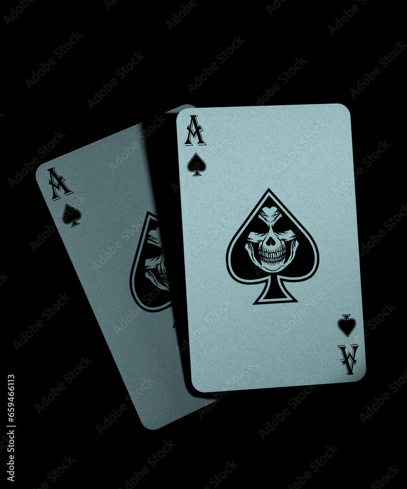 ace of spades, inside of spade skeleton head, dark and scary mood ...