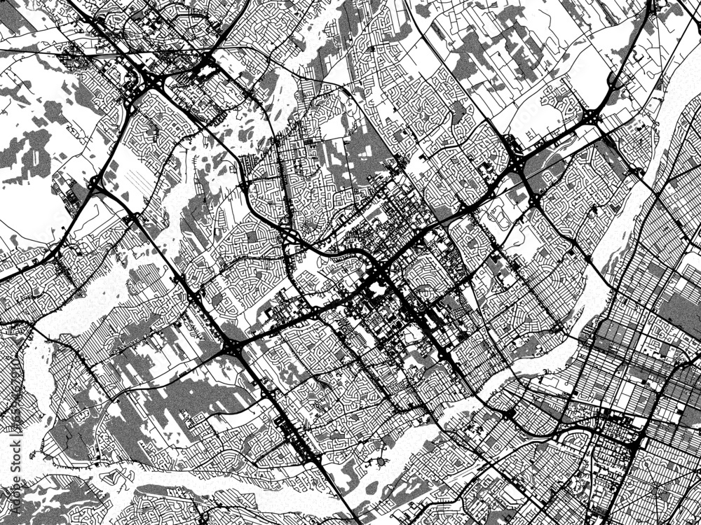 Greyscale vector city map of Laval Quebec in Canada with with water ...