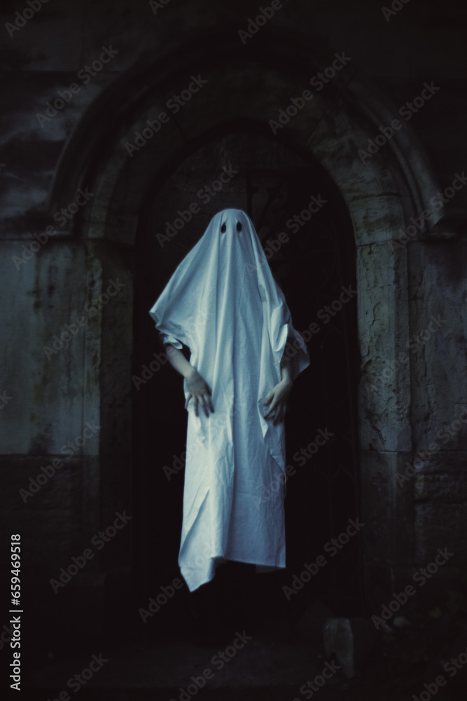 The dark archway of an ancient medieval castle, where a horrifying ...