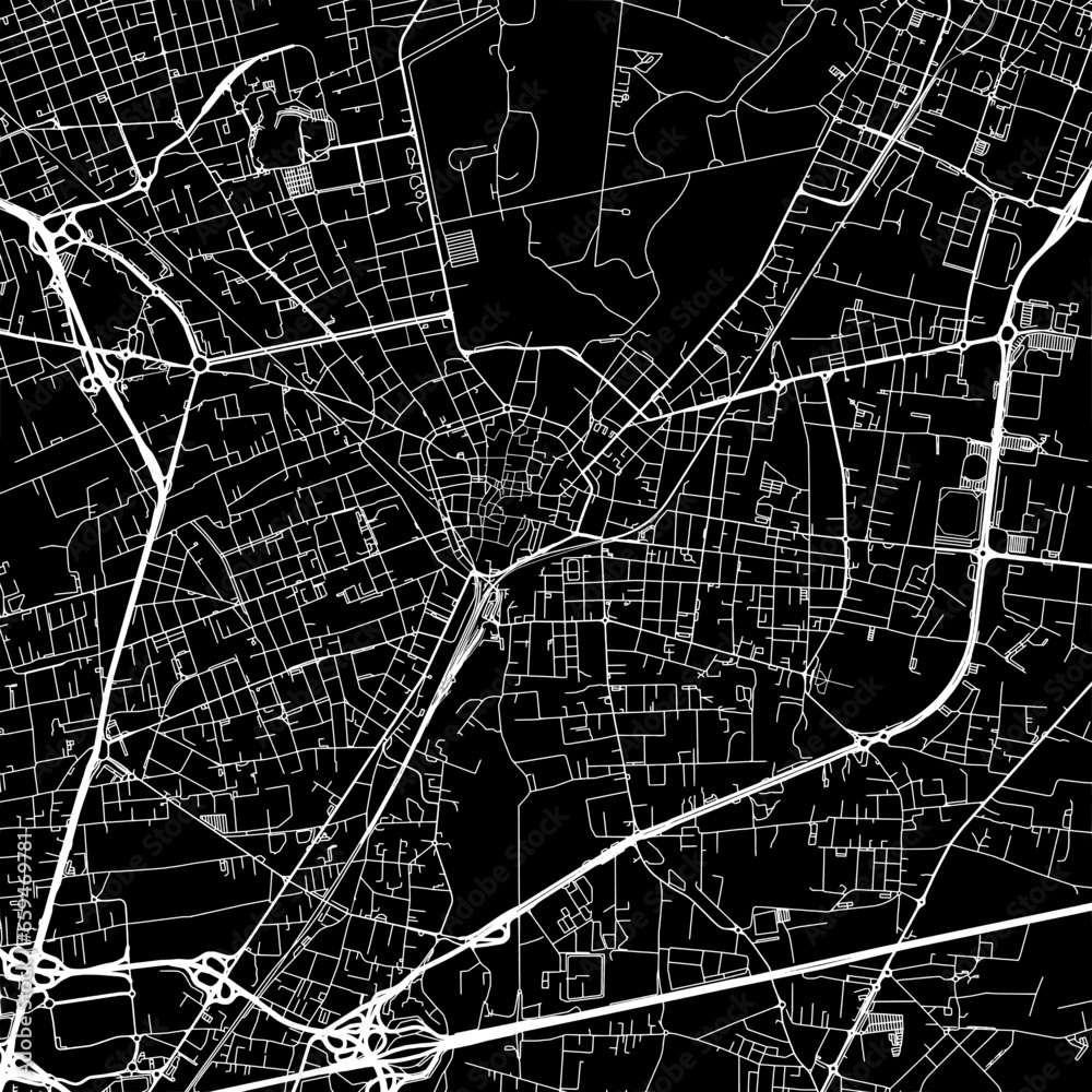 1:1 square aspect ratio vector road map of the city of Monza in Italy ...