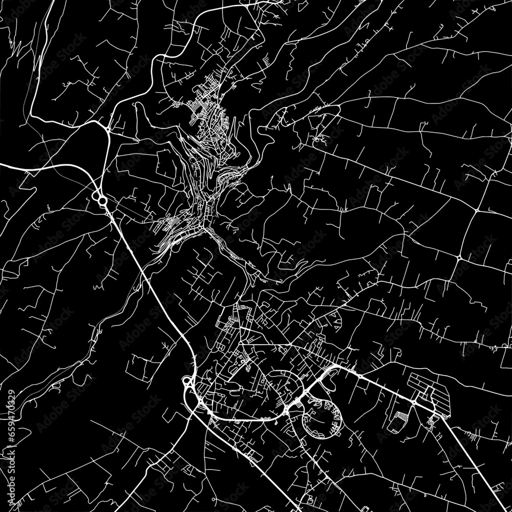 1:1 square aspect ratio vector road map of the city of Modica in Italy ...