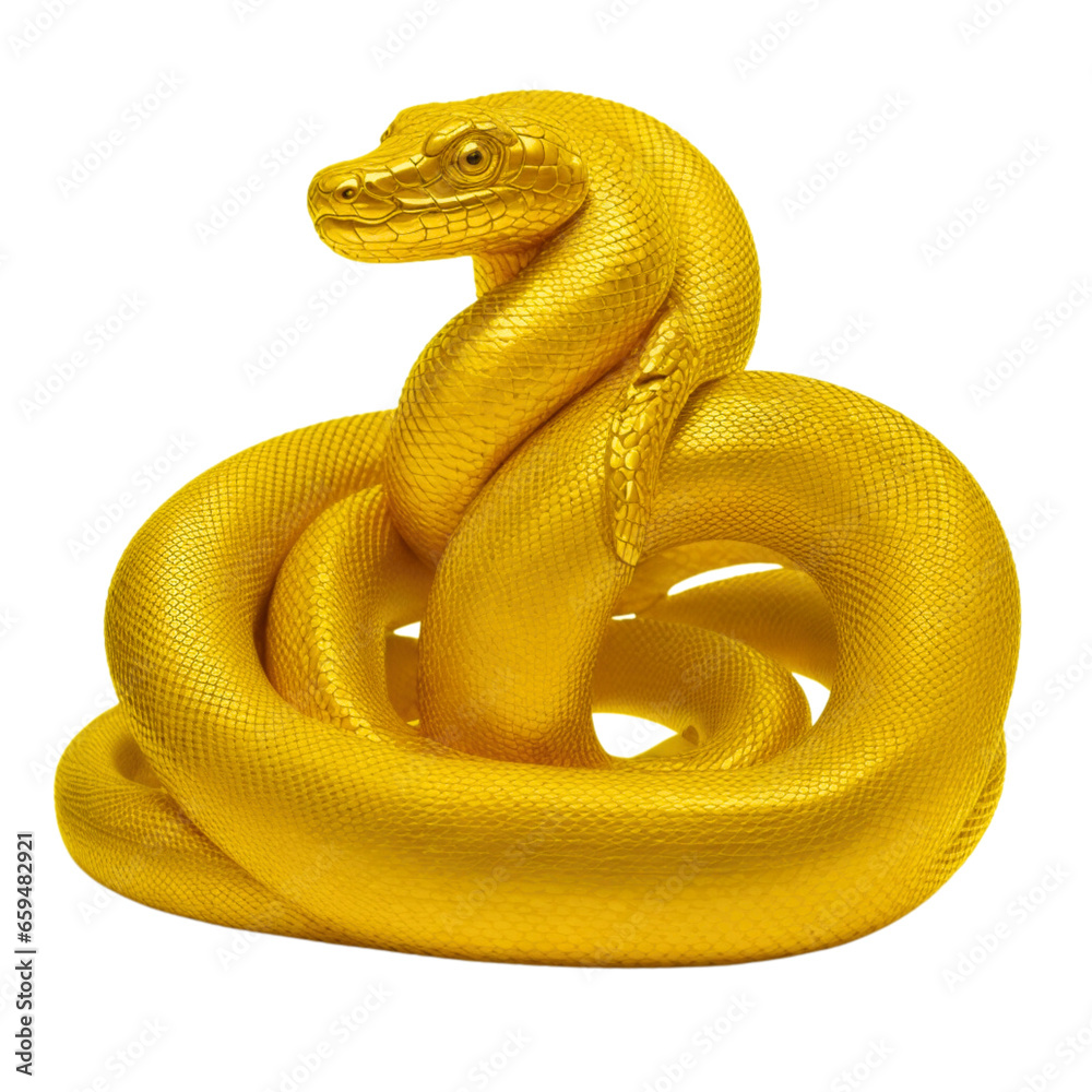 Golden snake statue isolated on transparent background - Isolated ...