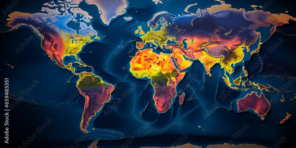 Thematic climate zones map of the Earth, vivid color - coding for ...