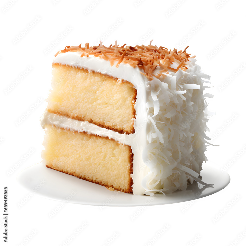 Coconut cake isolated on transparent background Stock Illustration ...