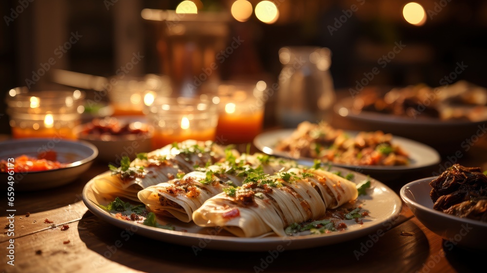 Families sharing traditional Dia de la Virgen de Guad , Background ...