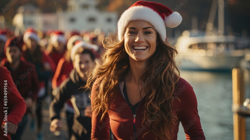 People participating in a charity fun run along , Background Image ...