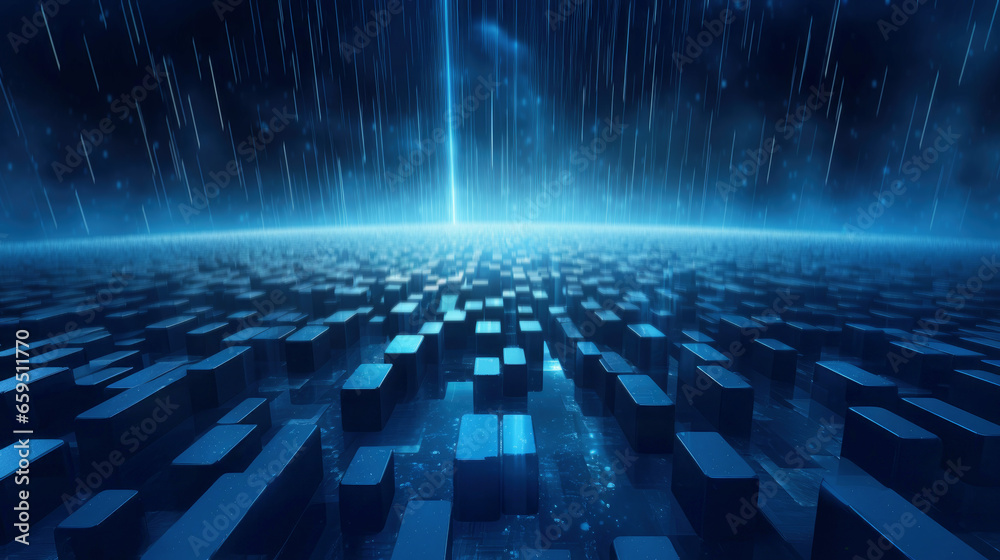 Abstract tech background with interconnected cyber cells, quantum computing network system and ...