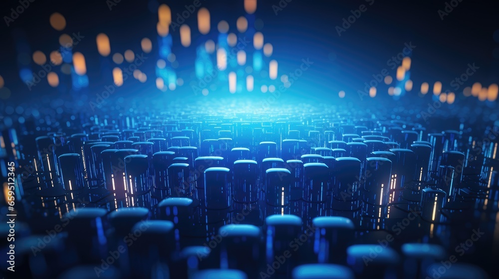 Abstract tech background with interconnected cyber cells, quantum ...