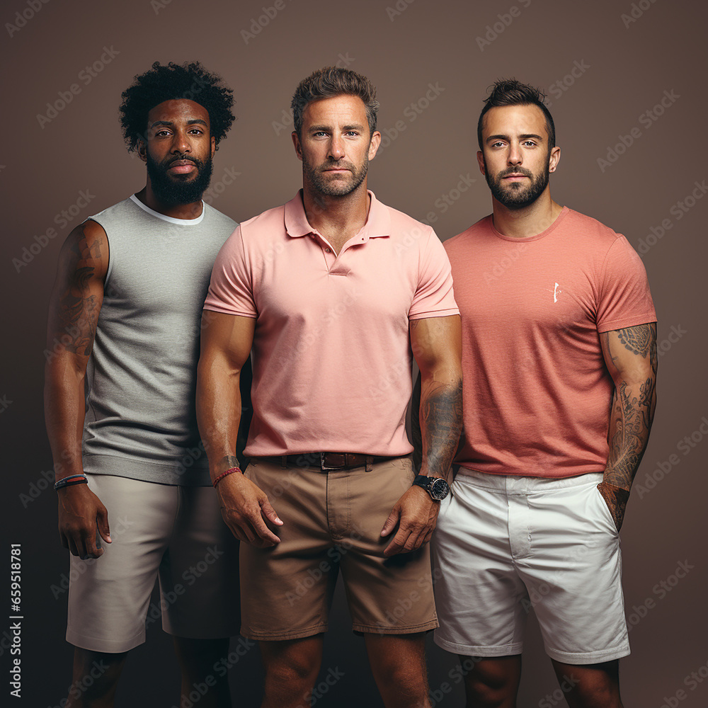 Group of men of different ethnicities taking part in a body-positive ...