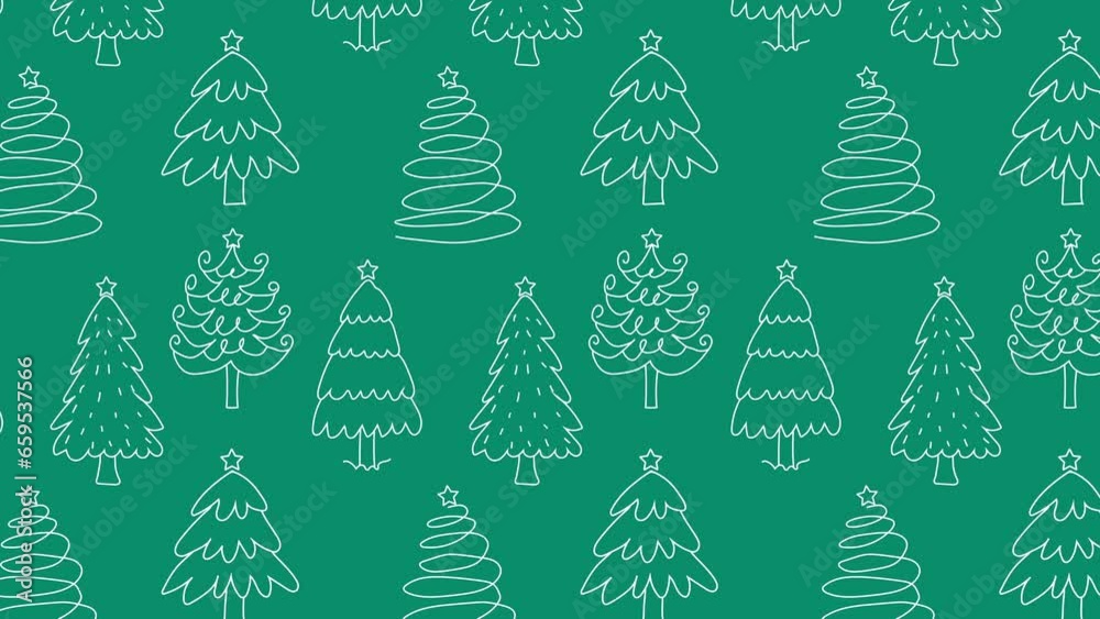 Christmas tree line animation Loop Background. Video flat cartoon ...