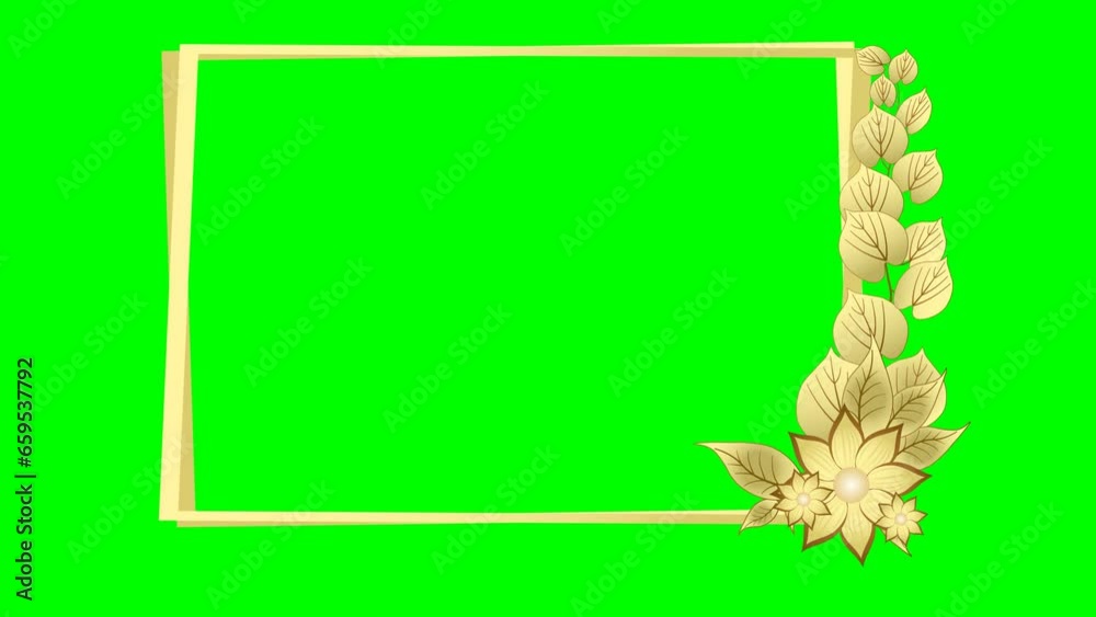 Animated text box on green screen decorated with moving flowers and ...