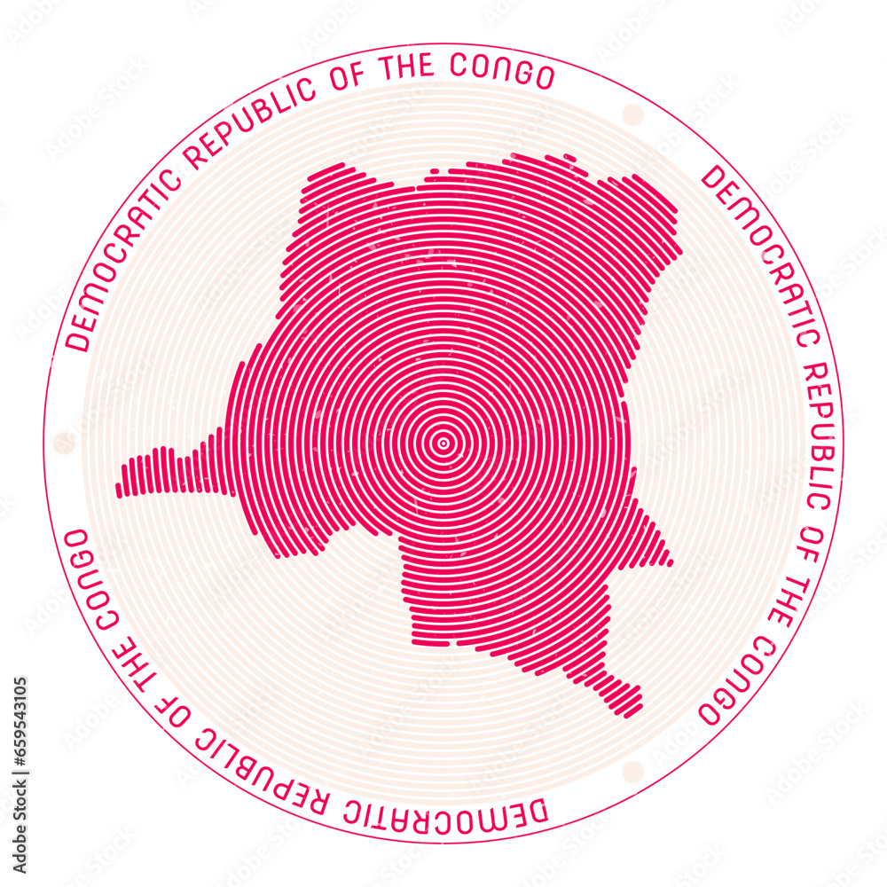 DR Congo shape radial arcs. Country round icon. DR Congo logo design ...