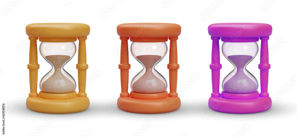 Set Of Different Hourglasses In Realistic Style Measuring Passing Time