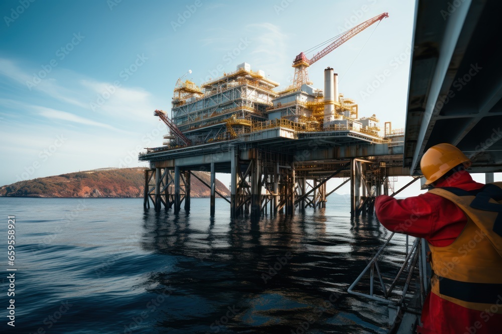 Offshore oil and gas wellhead remote platform which produced raw ...