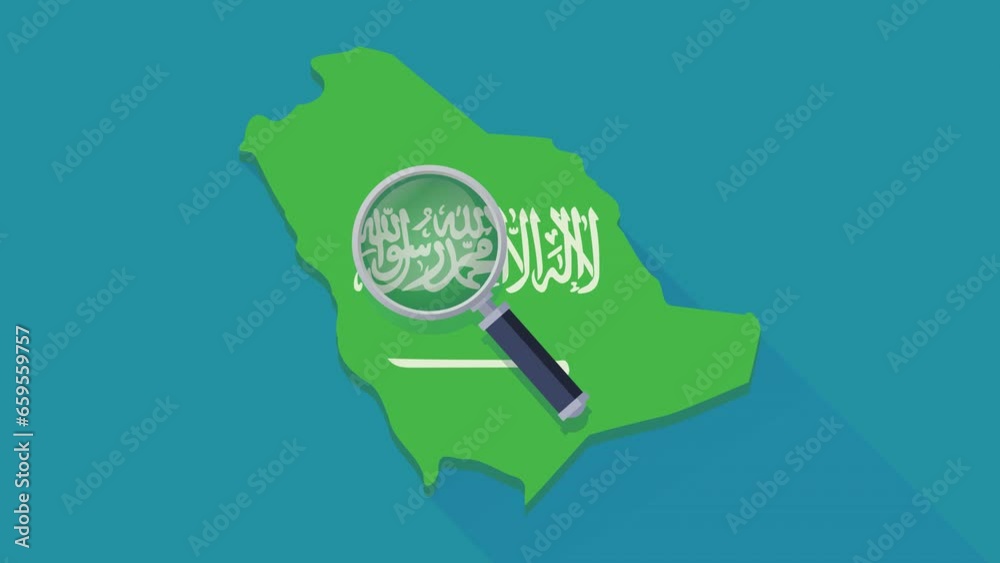 Animation loop of a search for a magnifying glass on the 3D map of ...